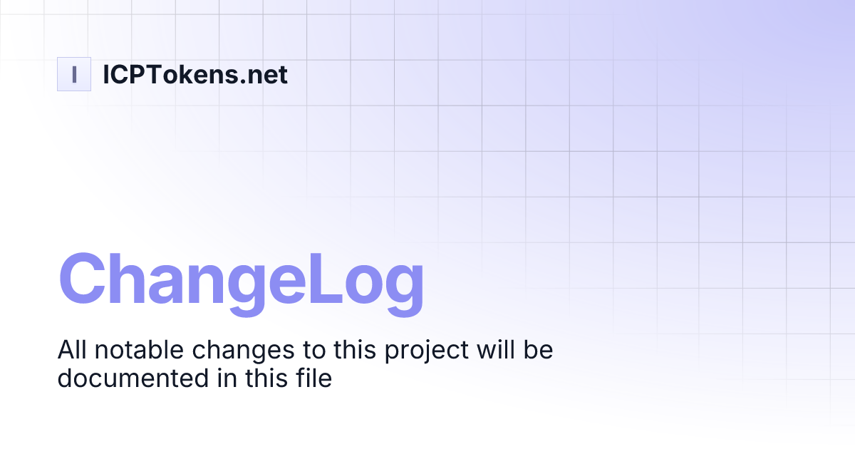 ChangeLog | ICPTokens.net